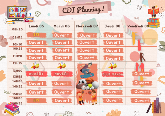 PLANNING DU 05 Décembre 2022 ! - Espace CDI - COLLEGE SAINT-EXUPERY